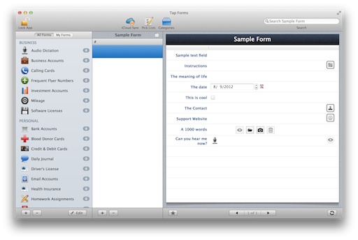 Using tap forms - intragaret